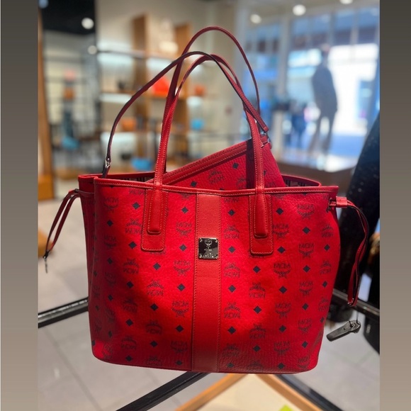 MCM | Bags | Authentic Mcm Med Liz Tote Candy Red | Poshmark